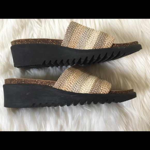 Judith | Shoes | Judith Shades Of Beige Fabric Wedge Slidessize 8m ...